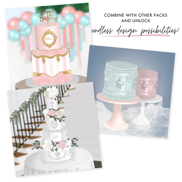 Baroque and Rococo Mold Procreate Stamps Pack - Digital Cake Sketching ...