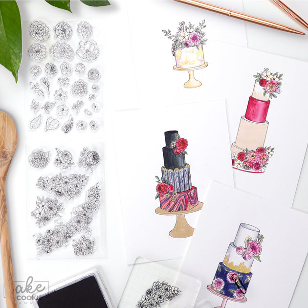 Cake Sketching Stamps - Floral Essentials – Cake and Cookie Planner ...