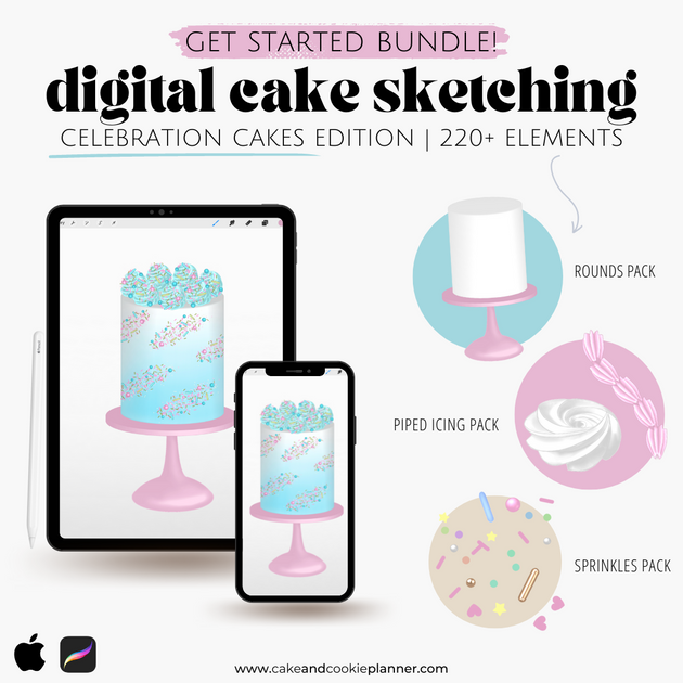 Get Started Celebration Cake Mini Bundle - Digital Cake Sketching Proc ...